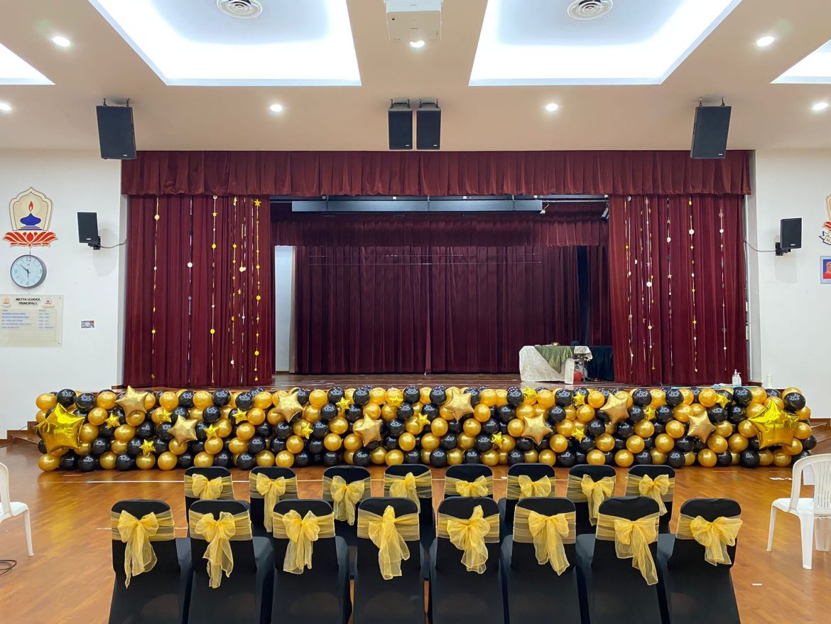 Black and Gold Stage Decoration - Balloon Shop